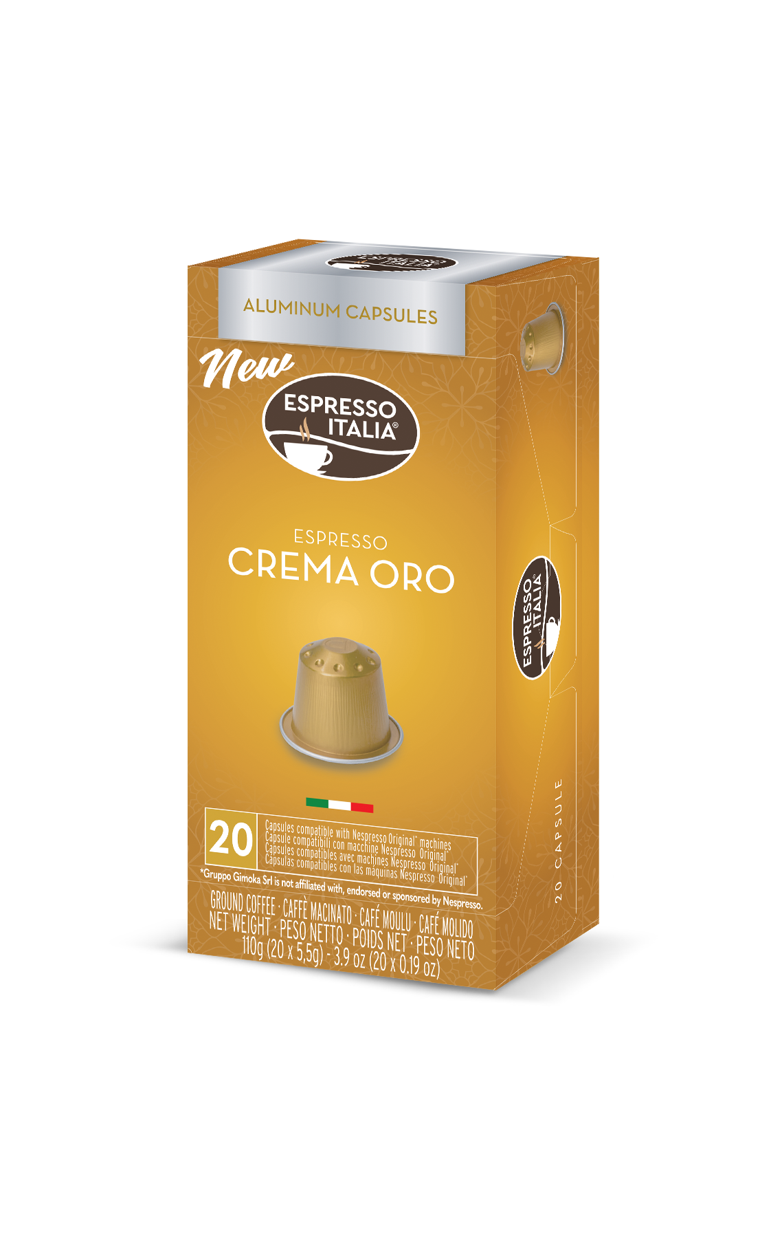 Crema Oro Espresso Italia Aluminium Nespresso Compatible Pods 1x20 ...